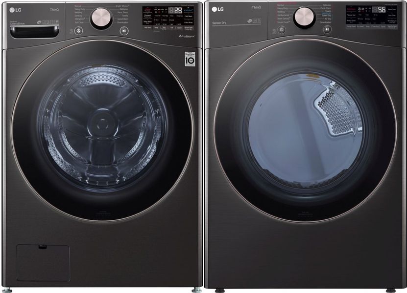 LG Black Stainless Steel Front Load Washer & Electric Dryer Laundry ...