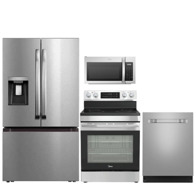 Midea 4 Piece Stainless Steel Kitchen Package | Fischer's Furniture and Appliance | Tell City, IN