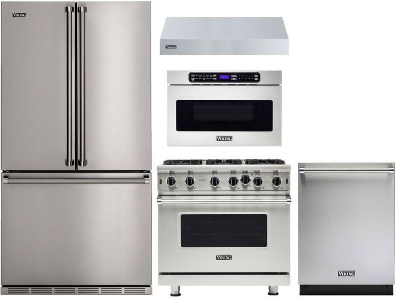Viking® 5 Piece Stainless Steel Kitchen Package | Grand Appliance and TV