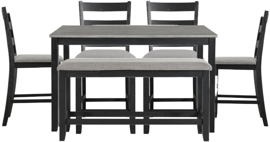 Elements International Martin 6-Piece Black Counter Dining Set | Lacks ...