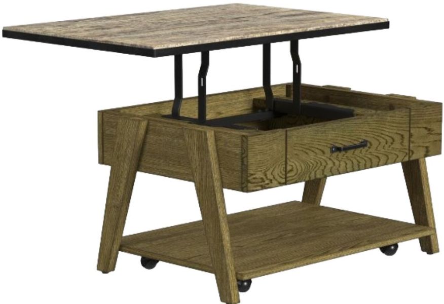 Null Furniture Oak Park Rustic Oak Top Lift-Top Cocktail Table with ...