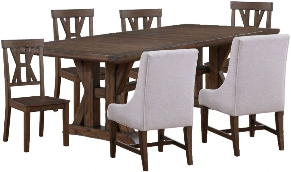 Steve Silver Co. Auburn 7-Piece Dark Tobacco/Gray Dining Set | Bob ...