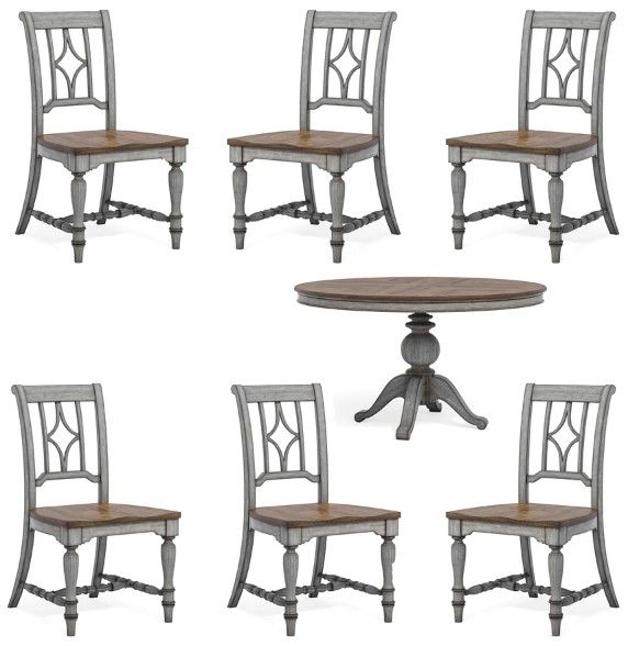 Flexsteel® Plymouth 7-Piece Medium Brown/Weathered Graywash Dining Set ...
