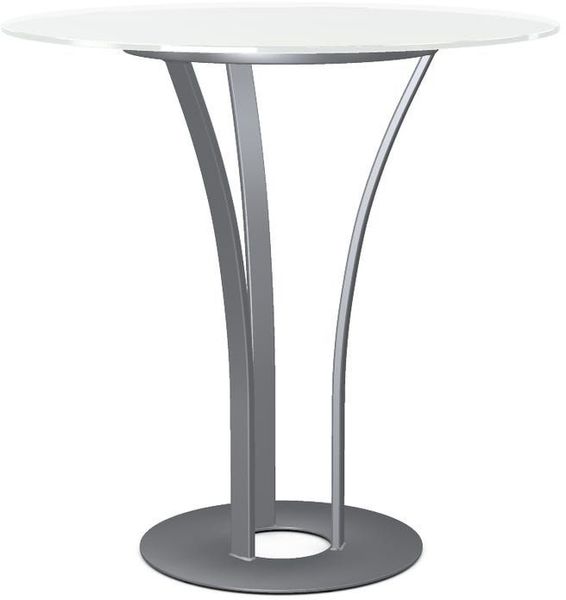 Amisco Customizable Dalia White Glass Bar Table with Metal Turnip Base ...