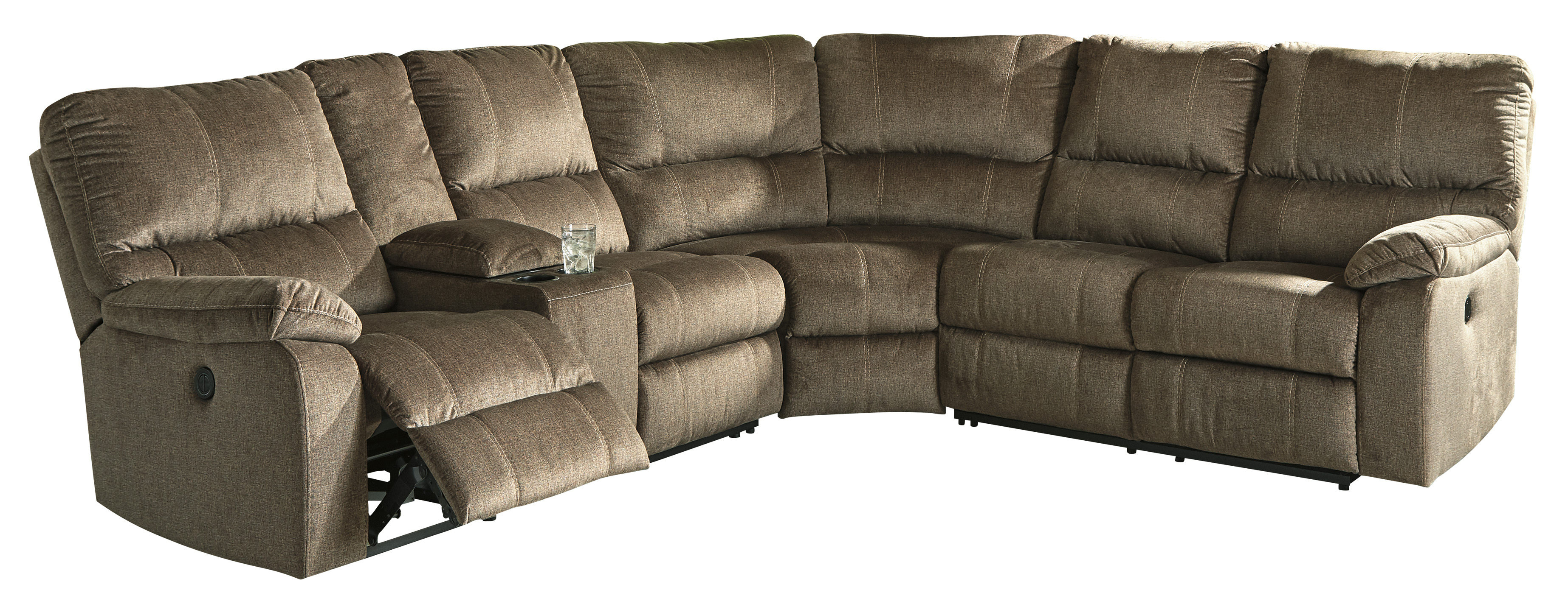 Ashley Urbino 3 Piece Mocha Reclining Sectional Bingham Sons Appliances and Furniture Rexburg ID