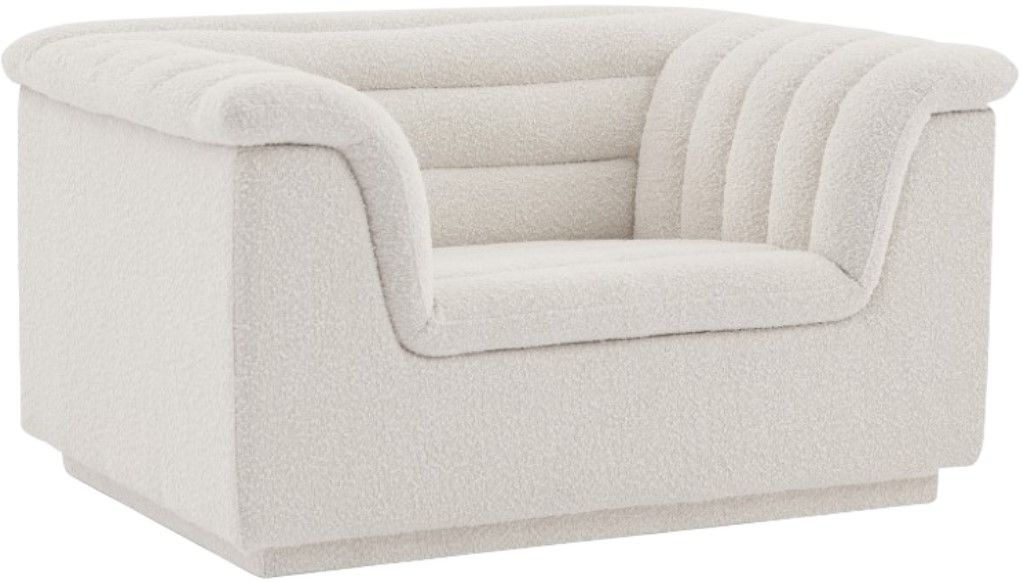 Meridian Furniture Cascade Cream Boucle Fabric Chair | Comfort ...