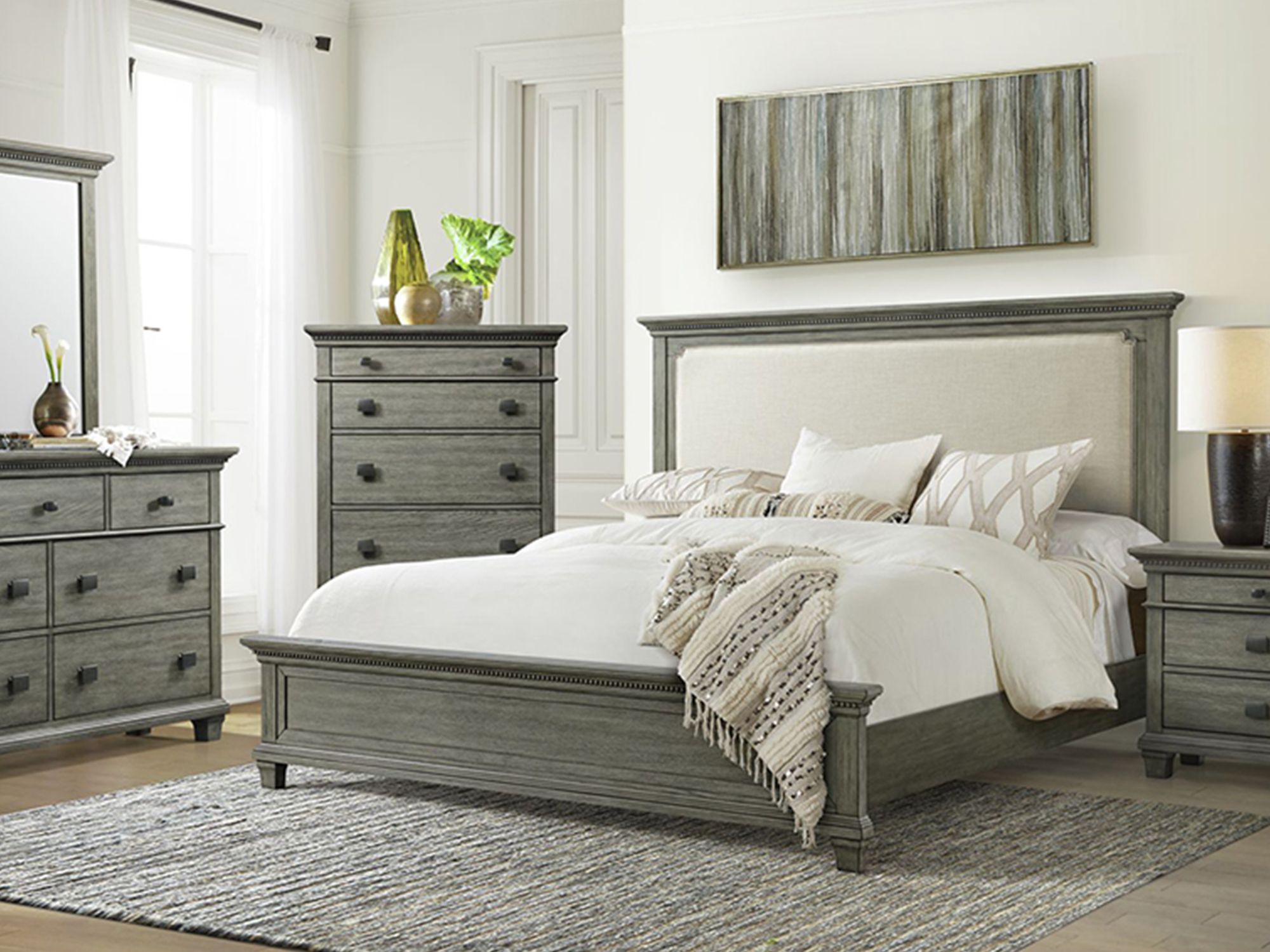 Grey wood bedroom set queen store