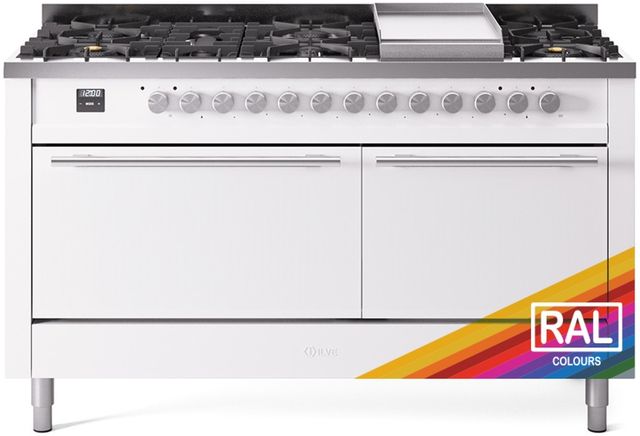 Ilve® Professional Plus II 60" Custom RAL Color Freestanding Dual Fuel ...