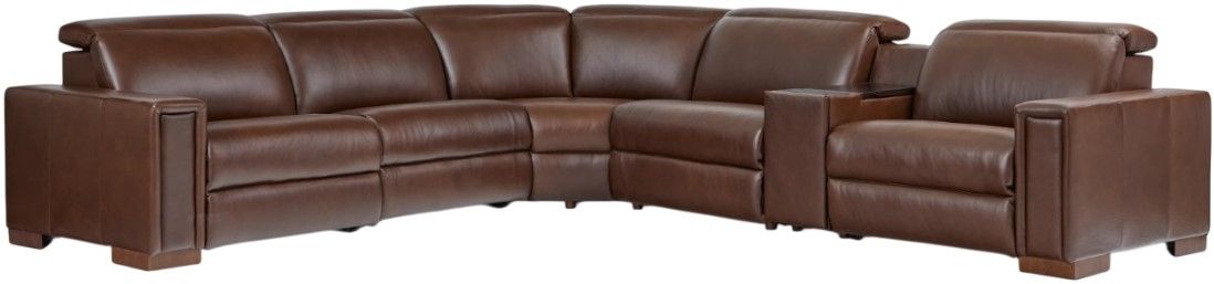 La-Z-Boy® Armitage Cognac Leather Power Reclining Sectional with Custom ...