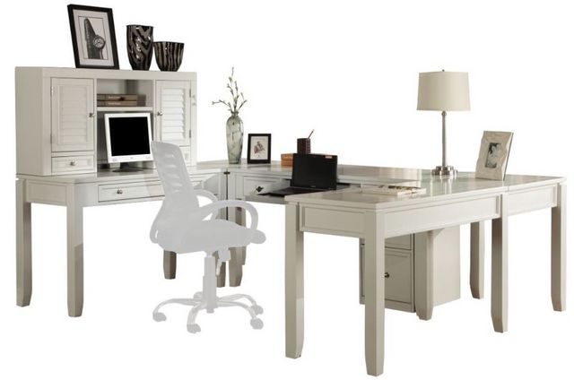 Parker House® Boca 5-Piece Cottage White U Shape Desk with Hutch and ... Parker House® Boca 5-Piece Cottage White U Shape Desk with Hutch and ...
