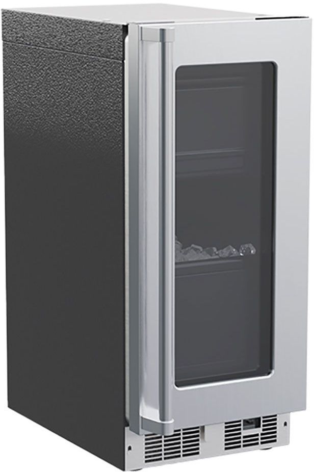 Marvel 15" 39 lb. Stainless Steel Frame Glass Professional Clear Ice ...