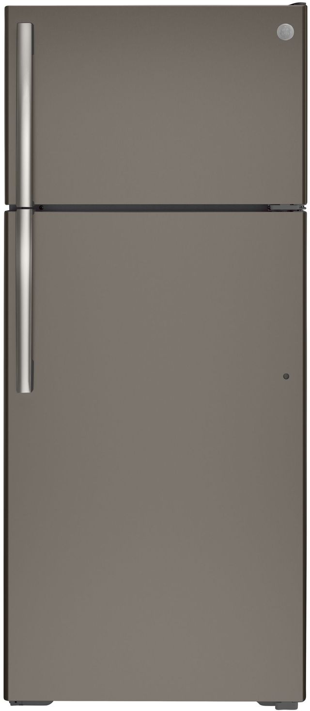GE® 28 in. 17.5 Cu. Ft. Slate Top Freezer Refrigerator | Yale Appliance ...
