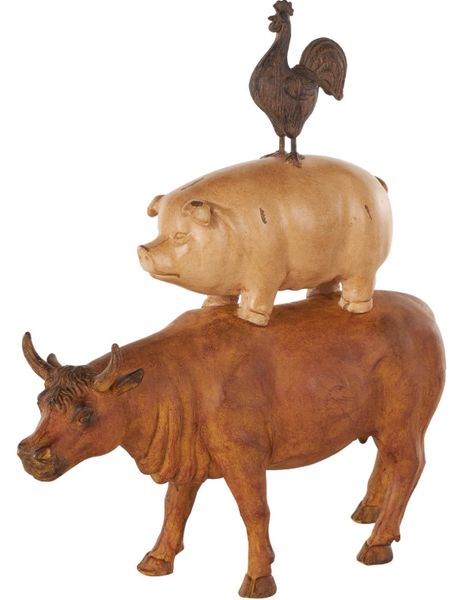 Deco Marche Copper Farm Animals Stacked Sculpture | Fischer Furniture ...