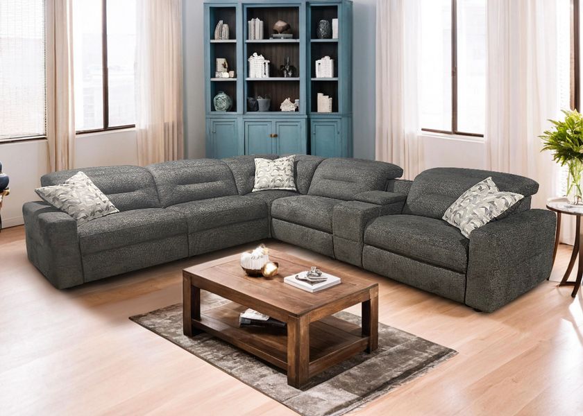 Alexandra Home Smoke 6pc Modern Reclining Sectional | Big Sandy ...