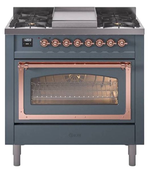 Ilve® Nostalgie II Noblesse 36'' Blue Gray Pro Style Dual Fuel Range ...