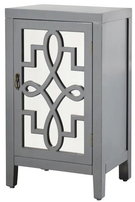 StyleCraft Soft Gray Small Mirrored Side Table with Storage | Hubbard ...