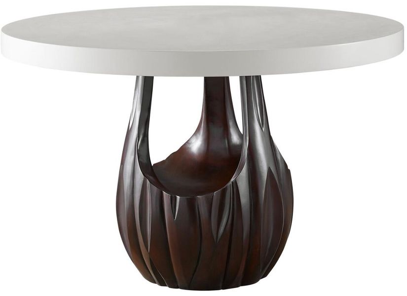 Universal Explore Home™ Carmel White Dove Round Dining Table with Dark ...