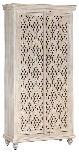 Crestview Collection Lattice White Wash Cabinet | Bob Mills Furniture