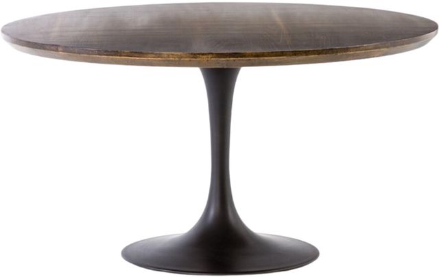 Four Hands Powell English Brown Oak Dining Table with Dark Rustic Base ...