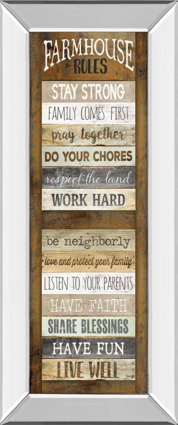 Classy Art Farmhouse Rules Shutter by Marla Rae Mirror Framed Wall Art | Fischer Furniture ...