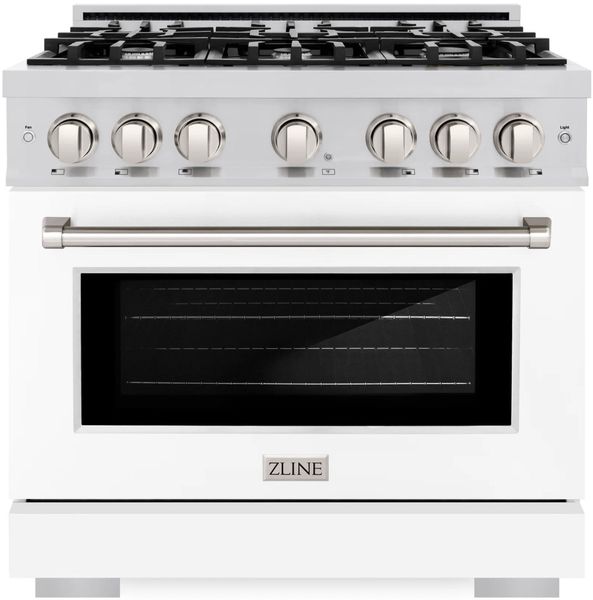 ZLINE Select 36" Stainless Steel Pro Style Dual Fuel Range with White ...
