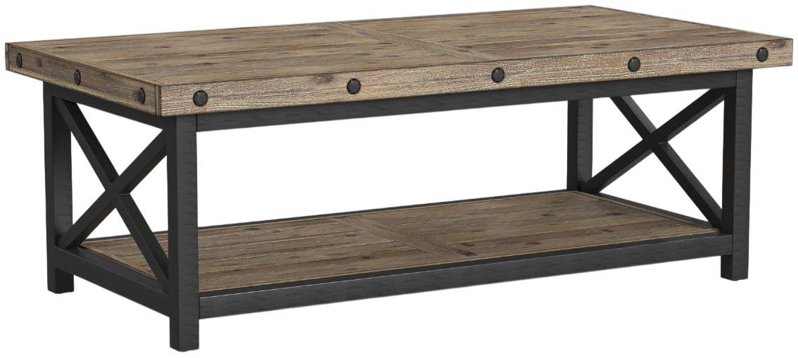 Flexsteel® Carpenter Light Brown Rectangular Coffee Table with Black ...