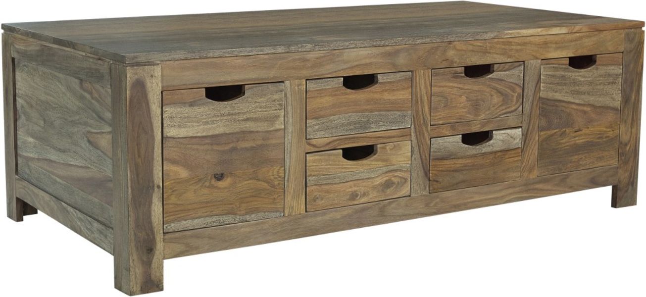 Coaster® Esther Natural Sheesham 6-Drawer Storage Coffee Table ...