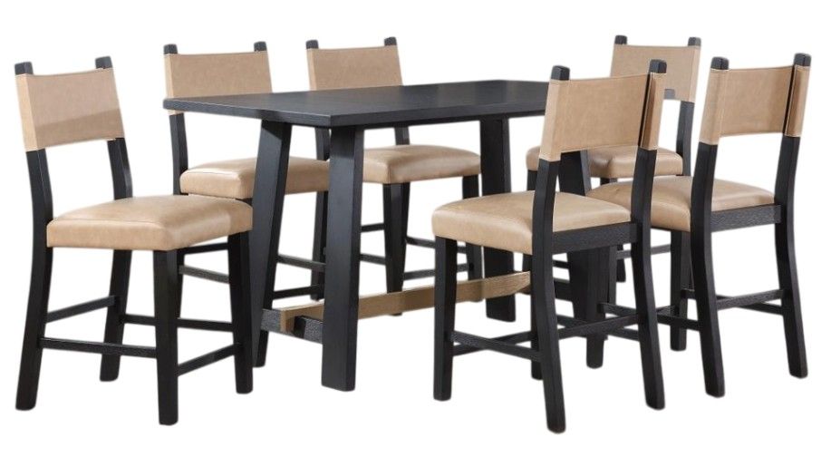 Steve Silver Co. Aubrey 5-Piece Black/Camel Counter Height Table Set ...