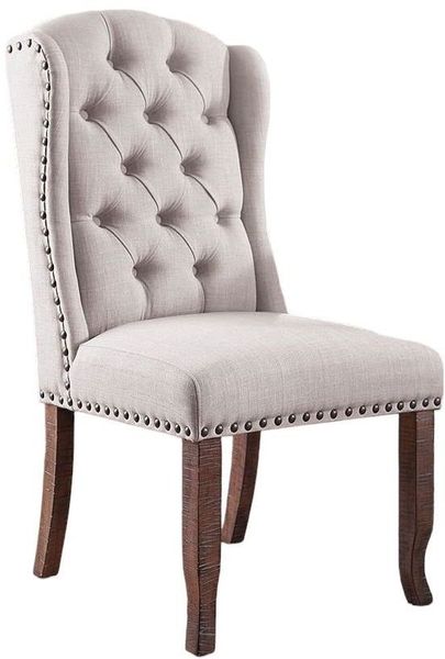 Furniture of America® Gianna 2-Piece Rustic Pine/Ivory Wingback Chair ...