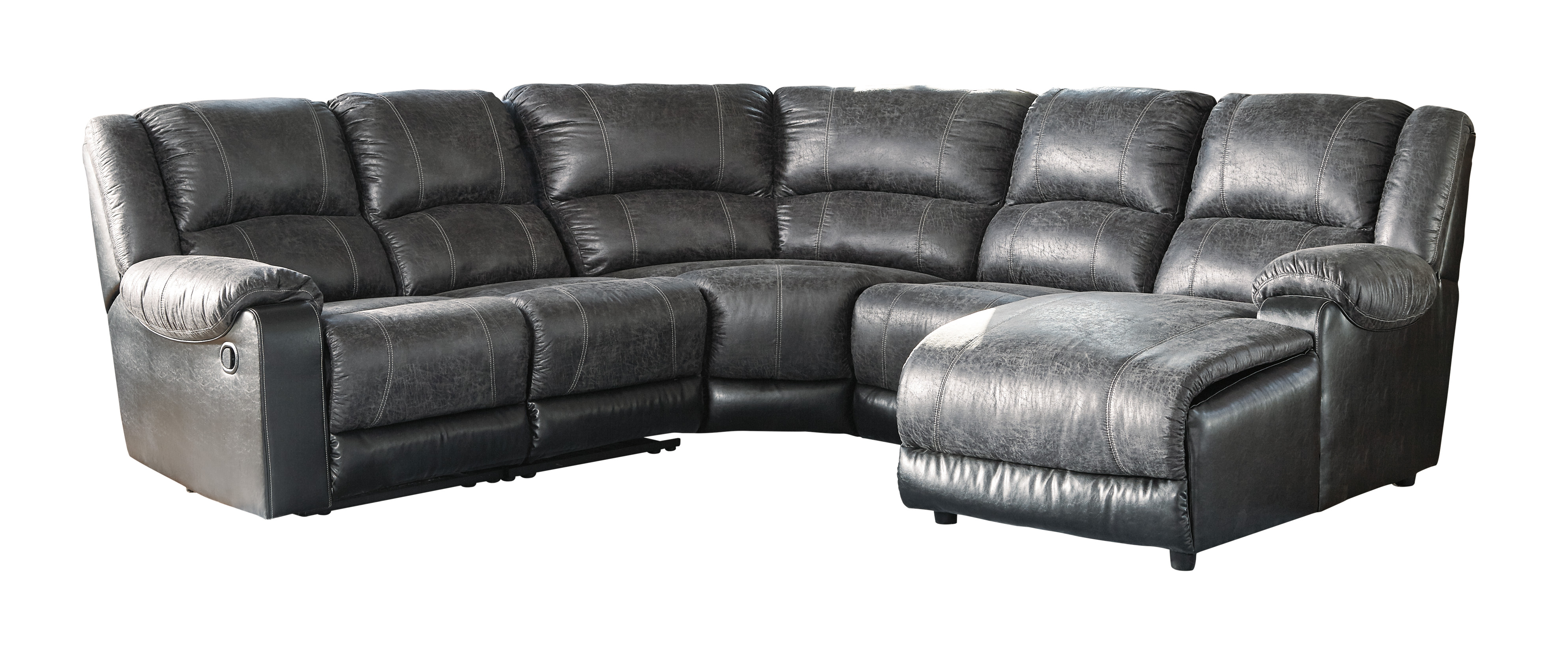 Signature Design by Ashley Nantahala 5 Piece Slate Manual Reclining Right Arm Facing Sectional and Chaise Mireaults Home Furnishings Fosston MN