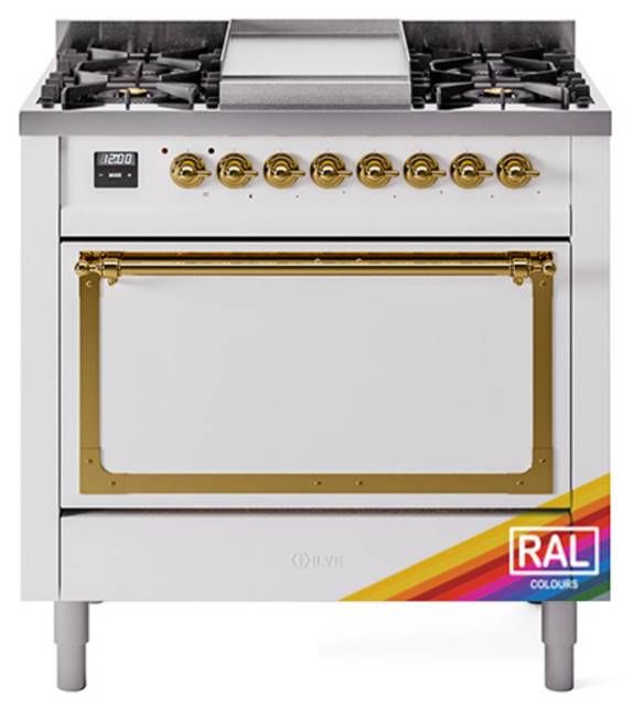 Ilve® Nostalgie II 36'' Custom RAL Color Natural Gas Freestanding Dual ...