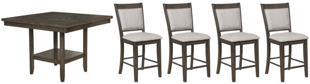 Crown Mark Fulton 5 Piece Brown/Grey Counter Height Dining Set ...