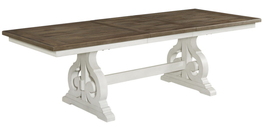 Intercon Drake French Oak Dining Table with Rustic White Kamin Home ...