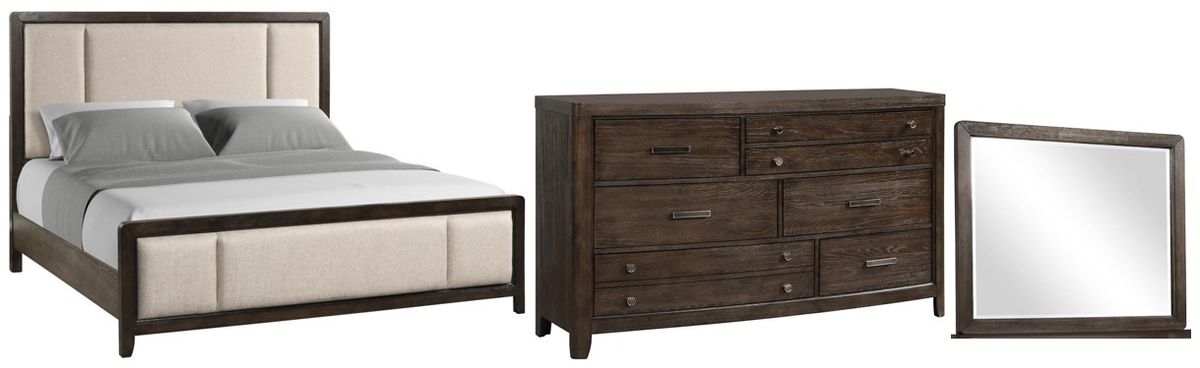 Bernards Fulton 3-Piece Dark Brown Queen Panel Bed Set | Bob Mills Furniture