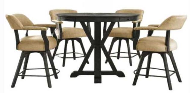Steve Silver Co. Rylie 6-Piece Black/Sand Counter Game Dining Set ...
