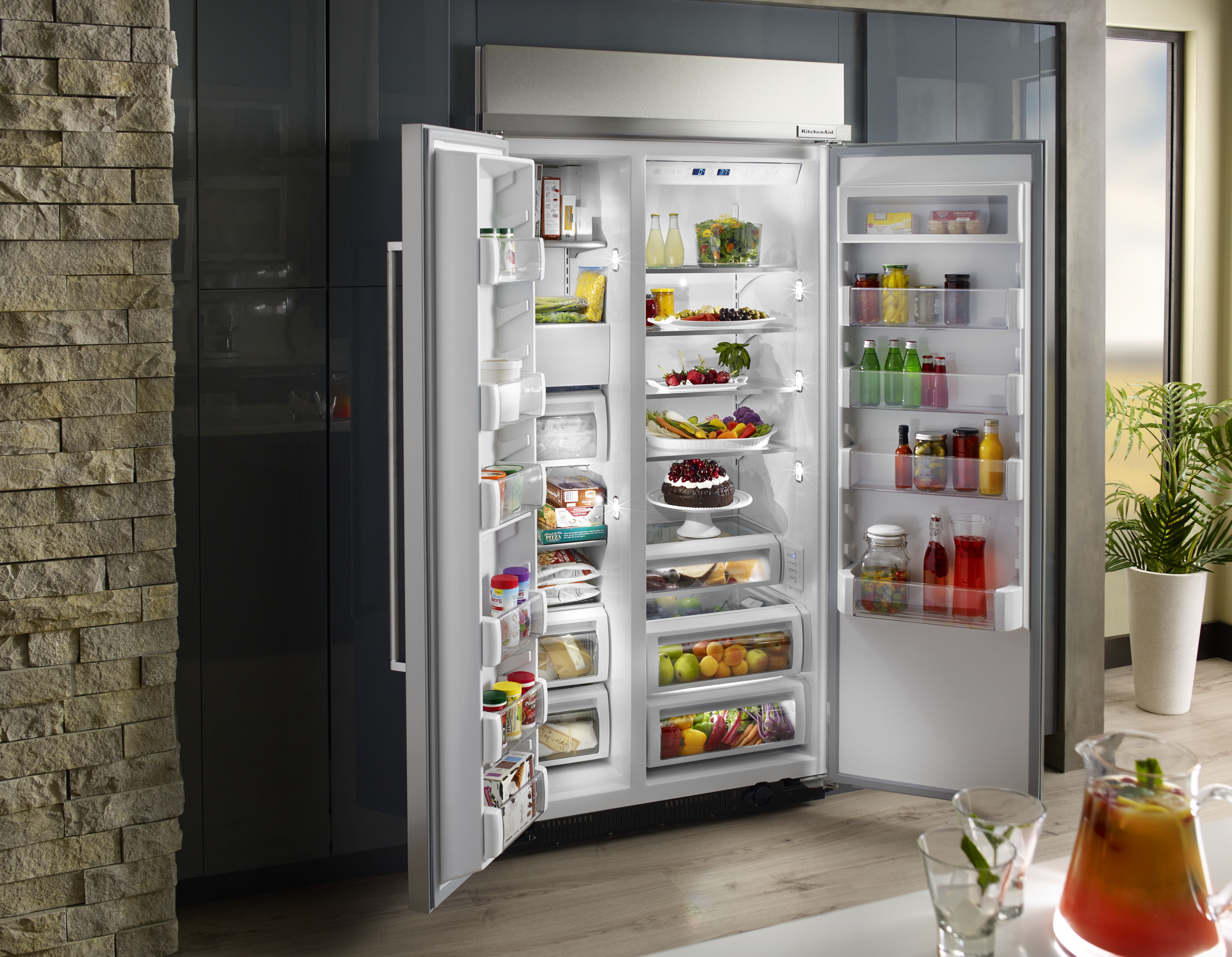 KitchenAid 25.48 Cu. Ft. Stainless Steel with PrintShield Finish Built In Side By Side Refrigerator Daniel Appliance Company