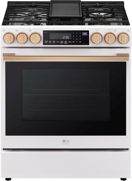 LG Studio 30" Essence White Slide In Gas Range | Yale Appliance ...