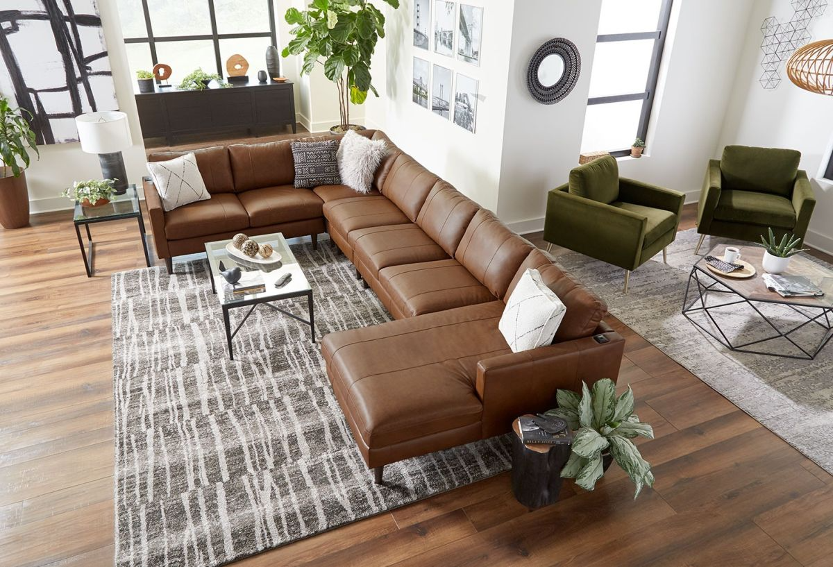 Best Home Furnishings Customizable Trafton Leather Sectional Wiley s Interior Furnishings Design La Crosse WI