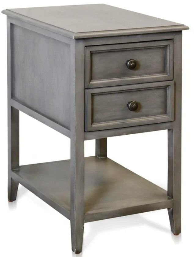 StyleCraft Vintage Gray 2-Drawer Side Table | Besche Furniture ...