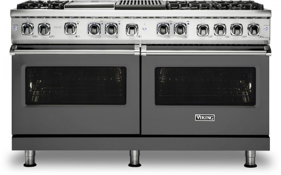 Viking® 5 Series 60" Damascus Gray Pro Style Dual Fuel Range with 12 ...