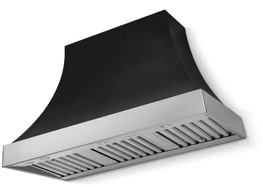 AGA Cascade 48" Matte Black Wall Mounted Range Hood with Polished Brass ...