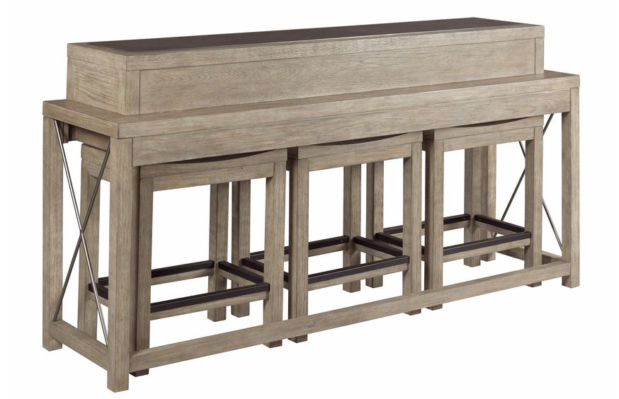 Hammary® West End Brown Bar Console with Three Stools | Bob Mills Furniture