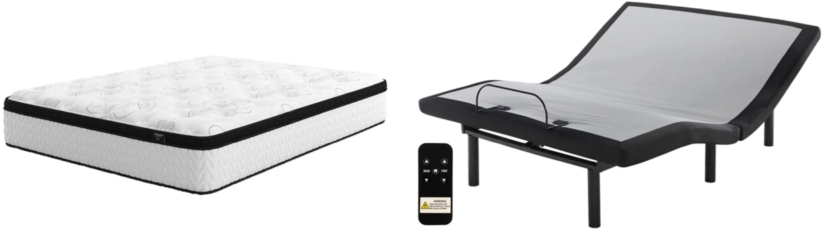 Sierra Sleep by Ashley Chime 2 Piece 12 Hybrid and Good Adjustable Base Queen Mattress Set