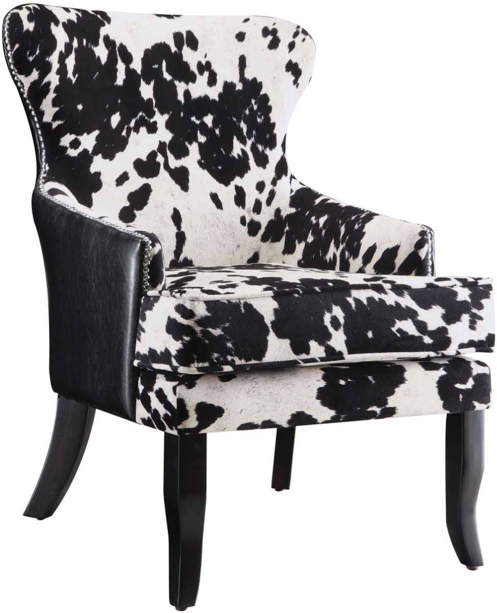 Coaster Trea Black White Cowhide Print Accent Chair Western Living Furniture and Mattresses in Vernal UT