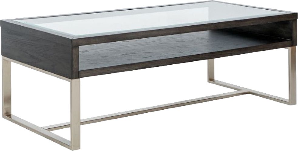 Magnussen Home® Langston Glass Top Rectangular Cocktail Table with Grey ...