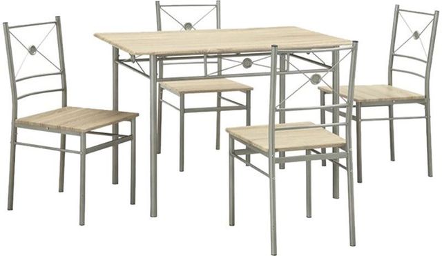 Coaster® Anna 5-Piece Brushed Silver Rectangular Dining Set | Furniture ...