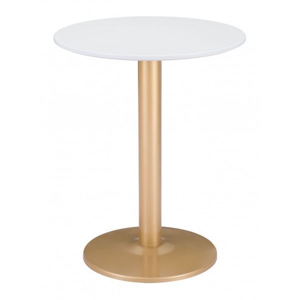 Zuo® Modern Alto Bistro White Bistro Table with Gold Base | Furniture Time