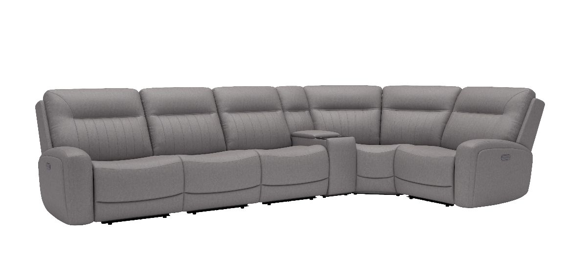 Kate Preston Home 6pc Grey Power Headrest, Lumbar Reclining Sectional ...