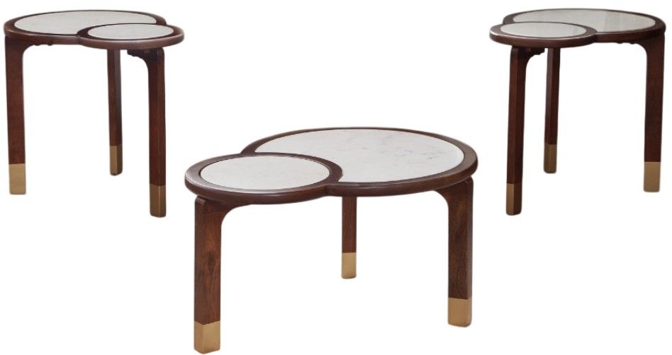 Steve Silver Co. Oormi 3-Piece White Occasional Table with Cognac Base ...