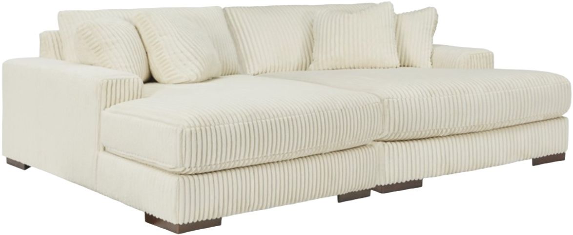 Signature Design by Ashley® Lindyn 2-Piece Ivory Small Spaced Sectional ...